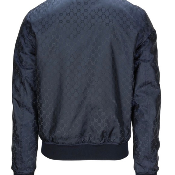Gucci | Jackets & Coats | Gucci Reversible Double Gg Navy Nylon Jacket ...